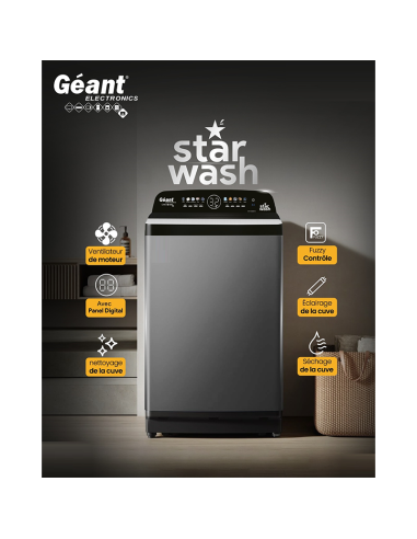 Géant Machine à laver 10.5KG TOP STARWASH Gris GN-TLA105DK-G